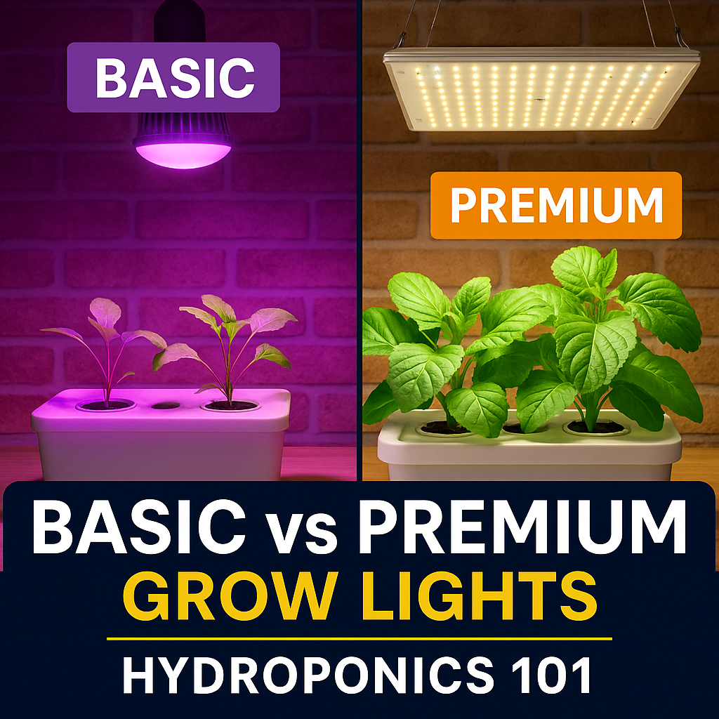 Basic vs Premium Grow Lights in Hydroponics - Urban House Garden